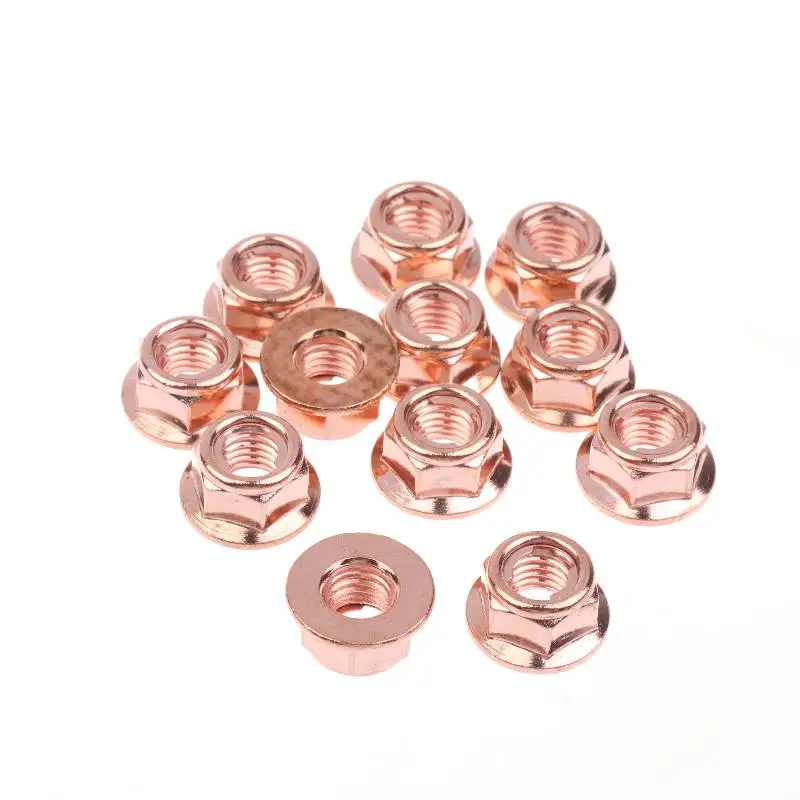 12/50Pcs M8 Copper-plated Head Stud Lock Nuts Copper Bolt Screw Bolt ...