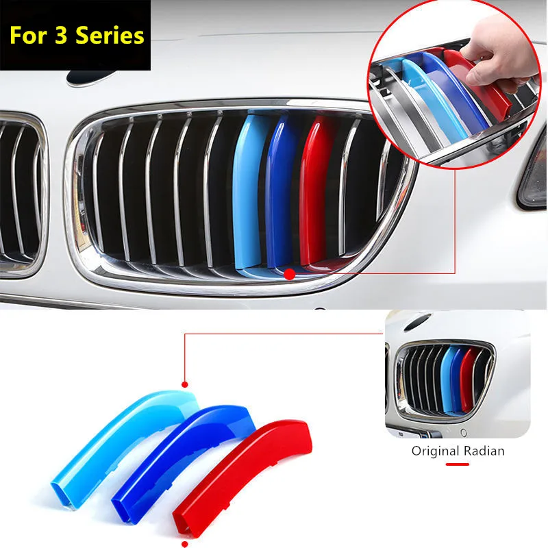 3pcs-Car-Front-Grille-Trim-Strips-Cover-for-BMW-3-Series-E46-E90-E91 ...