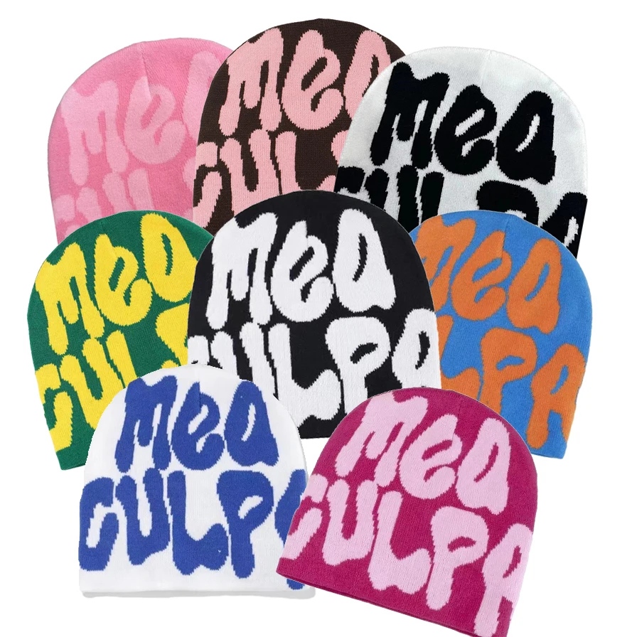 2023-New-Knitting-Beanies-Hat-Men-Women-Paragraph-Quality-Cap-Mea-Culpa ...