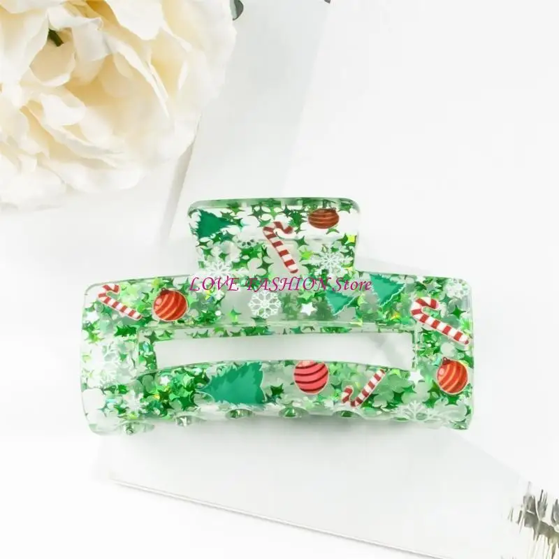 Santa Reindeer Hair Claw Clip Glitter Hair Jaw Clip Christmas Barrettes ...