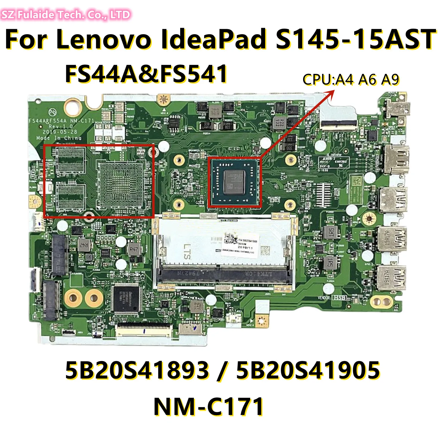 NM C171 For Lenovo IdeaPad S145 15AST Laptop Motherboard WITH A4 A6 A9 ...
