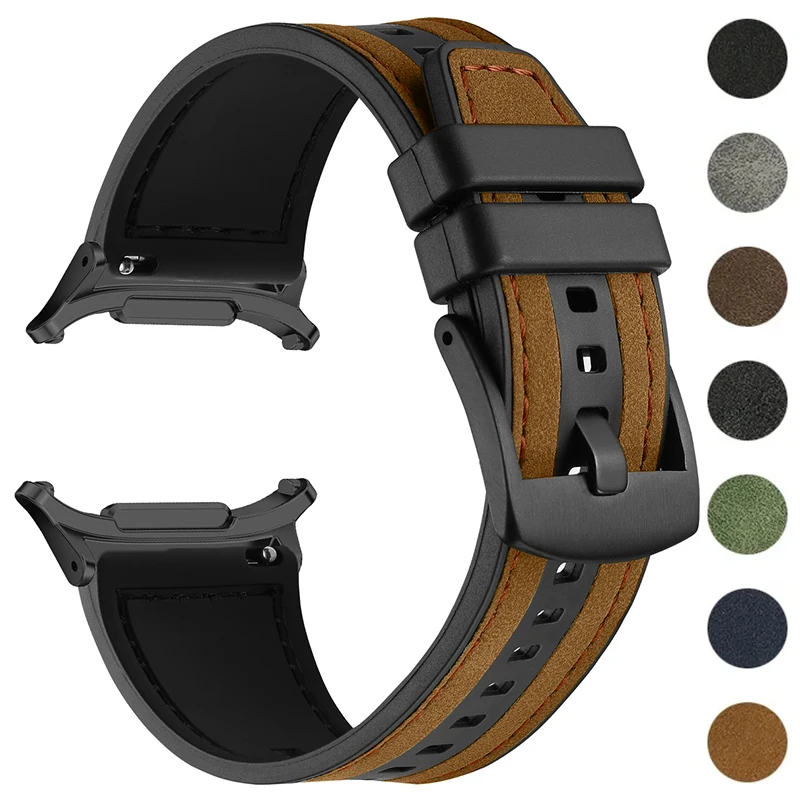 Leather-Silicone-Strap-For-Samsung-Galaxy-Watch-7-Ultra-47mm-Sports ...