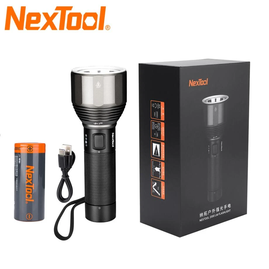 Nextool Rechargeable Flashlight 5000mah 2000lm 380m 5modes Ipx7 Waterproof Led Light Type-c ...