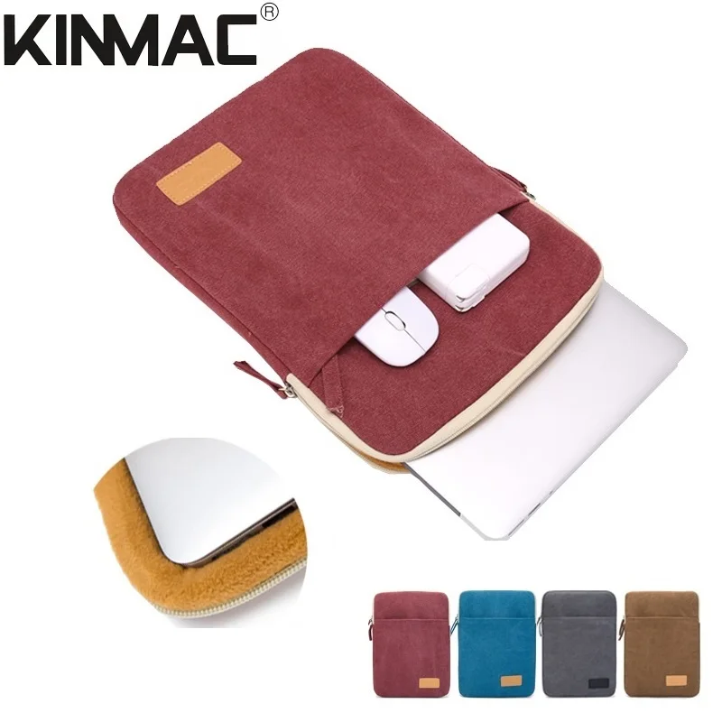 Kinmac Brand Canvas Laptop Bag 12 13 14 15 6 Inch Shockproof Sleeve