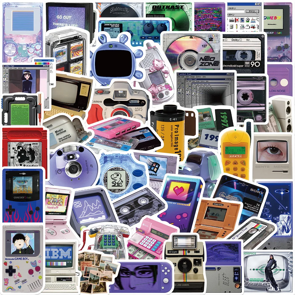 50pcs-Cold-Retro-Game-Device-Cassette-Stickers-For-Guitar-Stationery ...