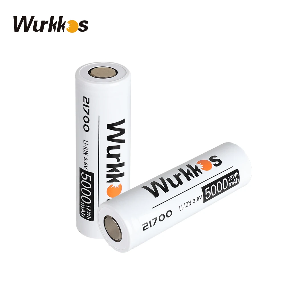 Wurkkos 3.7V 21700 Battery 5000mAh Rechargeable Power Batteries 3C ...