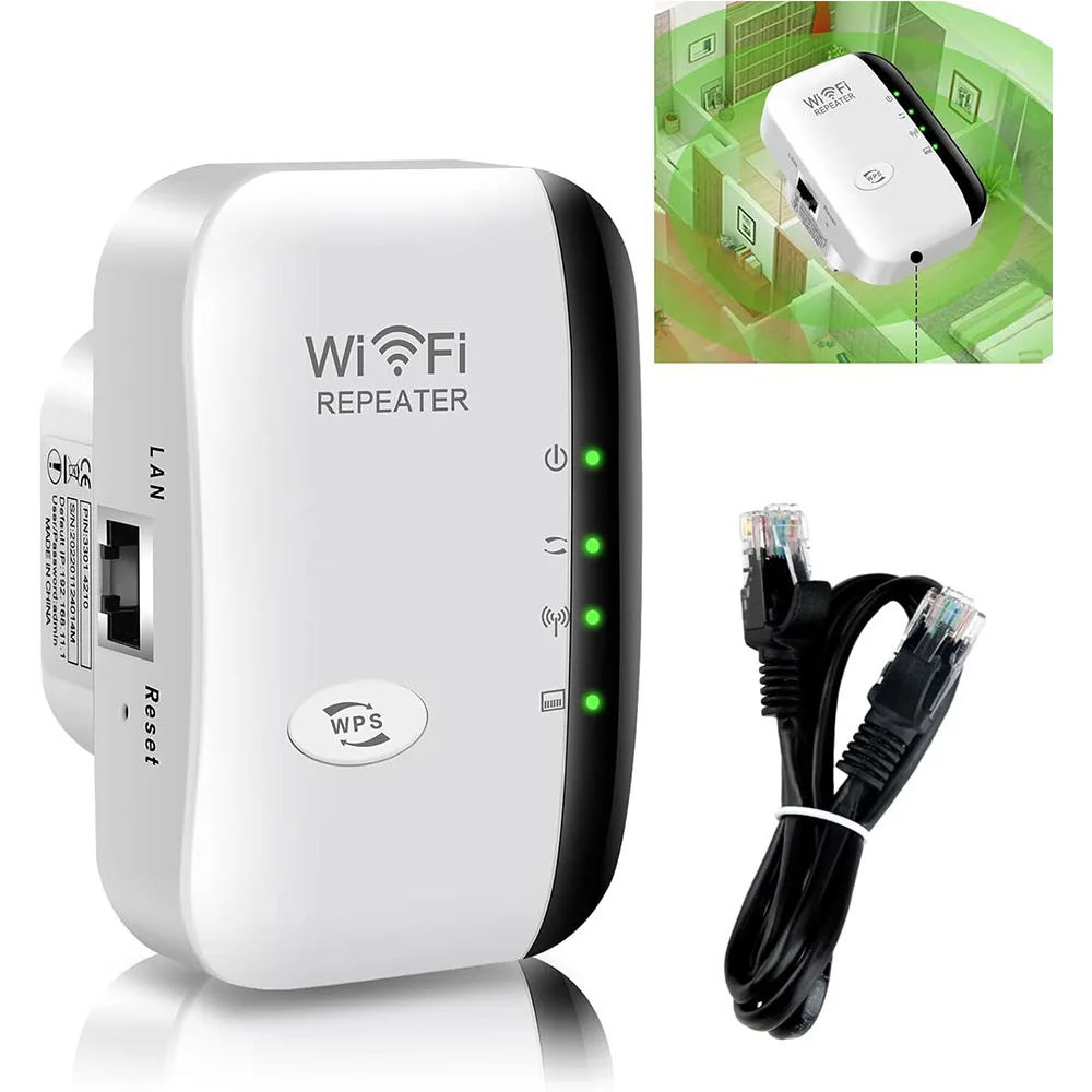 1pcs WiFi Booster 300Mbps WiFi Extender with Ethernet Port, 2.4GHz WiFi ...