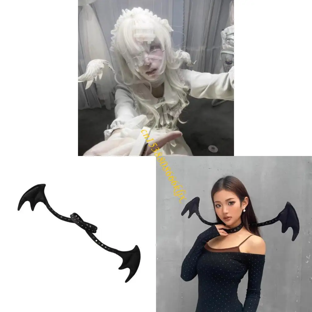 Practical Sturdy Farbic Materials Angel Devil Wing Choker Decoration ...