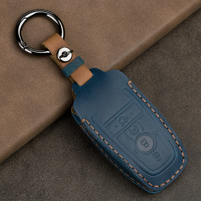 Crazy-Horse-Leather-Car-Key-Case-For-Ford-Mustang-2018-EcoSport-Smart ...