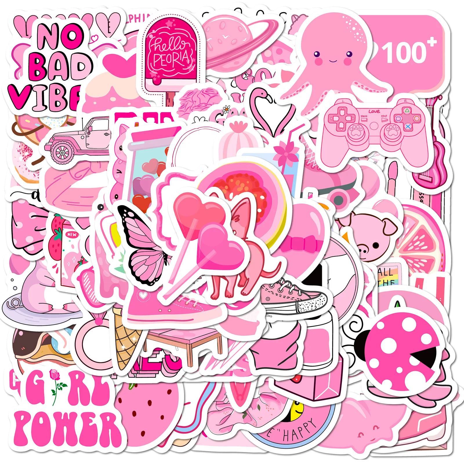 100PCS-Pink-Girls-Cute-Cartoon-Graffiti-Stickers-DIY-Phone-Guitar ...