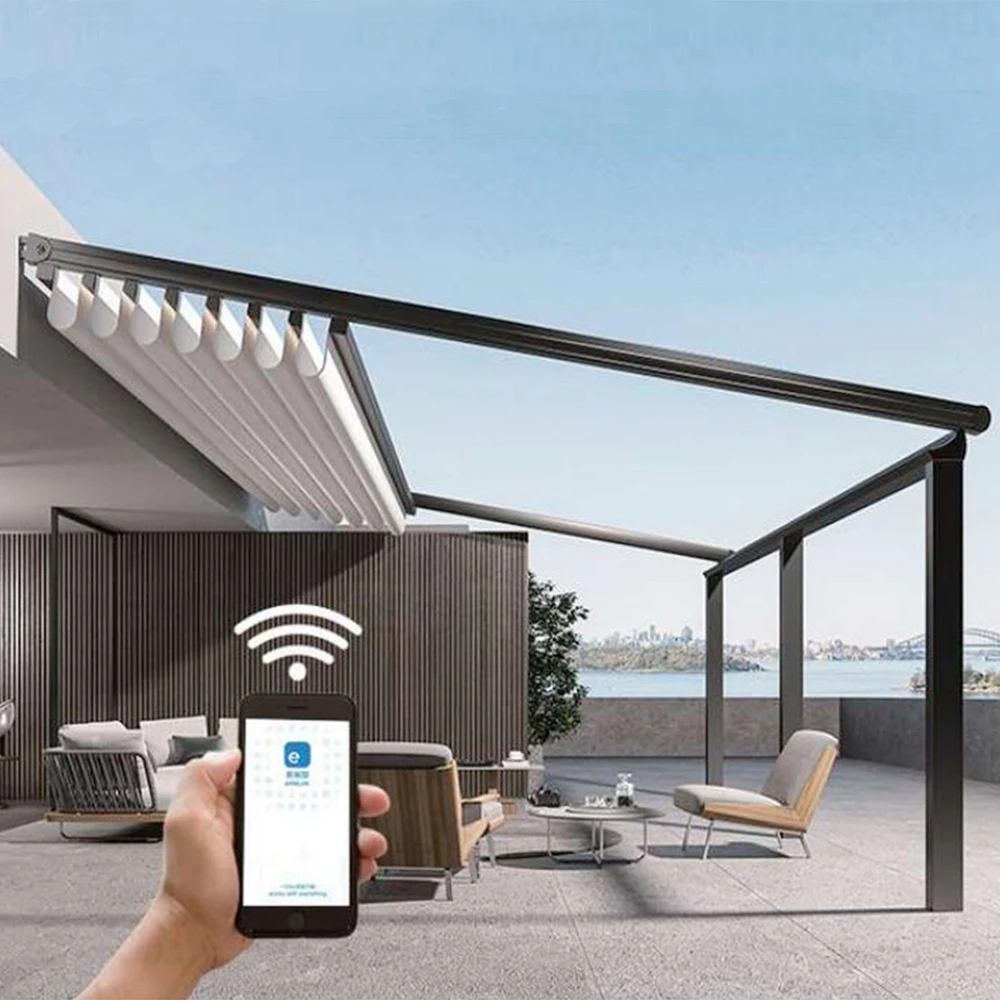 Custom-Large-Commercial-Outdoor-Garden-Awning-Remote-Control-Electric ...