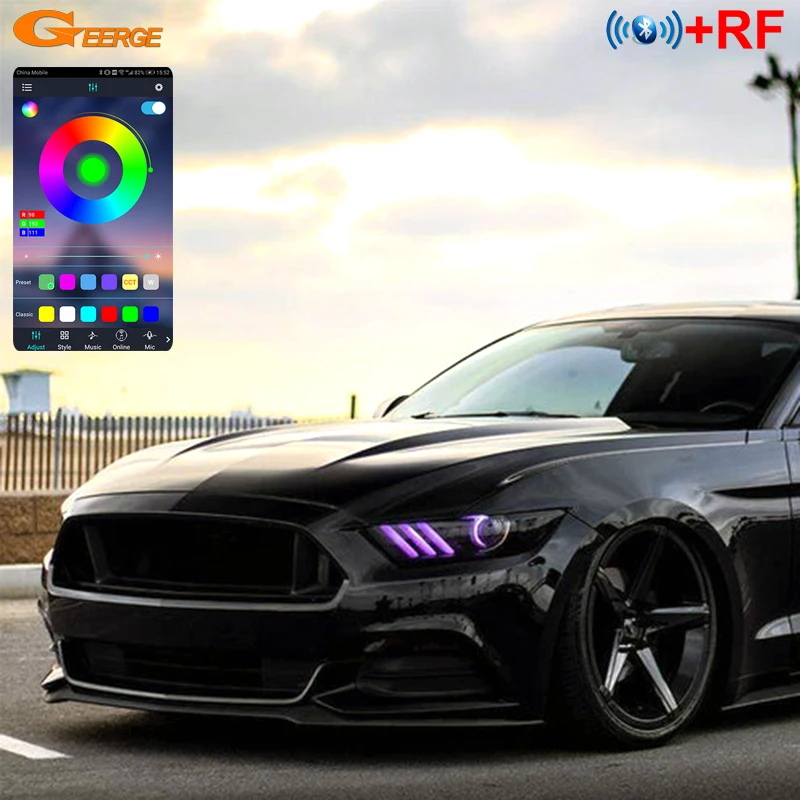 For Ford Mustang 2015 2016 2017 RF Remote Bluetooth APP Multi Color ...