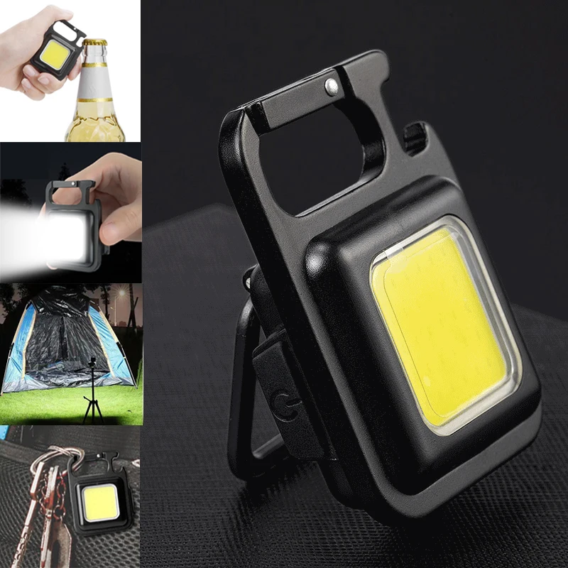 Mini linterna LED de trabajo, llavero de bolsillo portátil, recargable ...