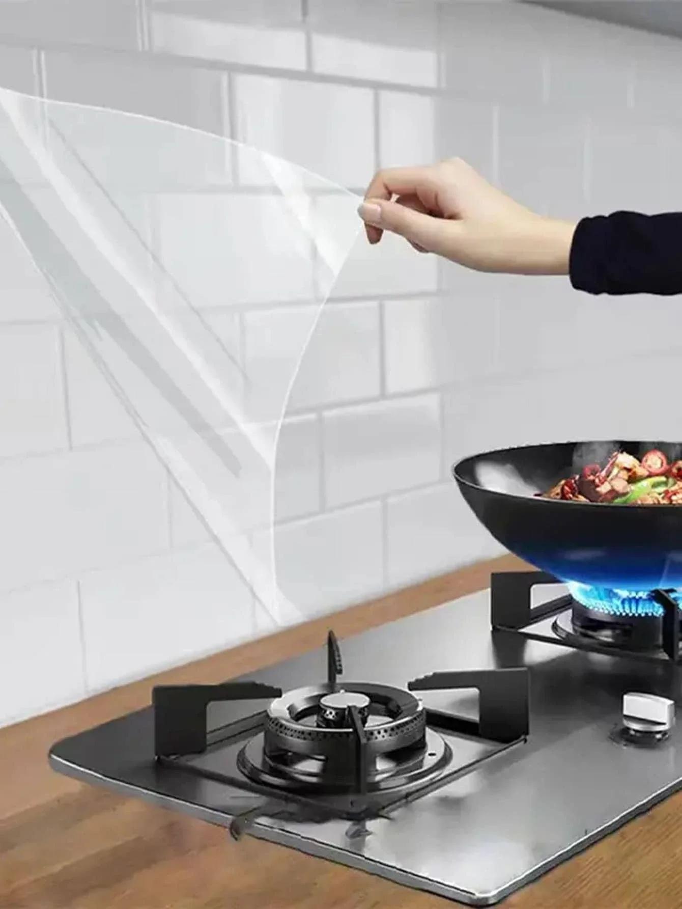 1Roll-60-300cm-Kitchen-Oil-Proof-Wall-Sticker-Heat-resistant-Wallpaper ...