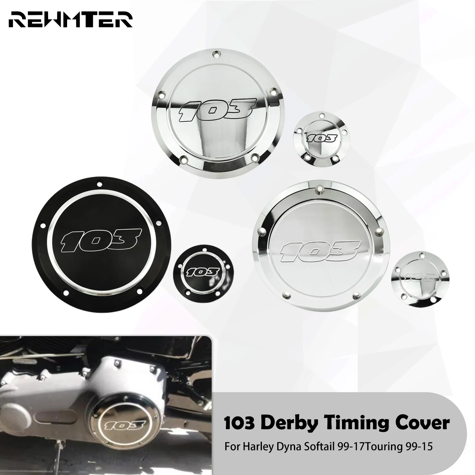 2PC-Motorcycle-103-Derby-Engine-Clutch-Timing-Timer-Cover-For-Harley ...