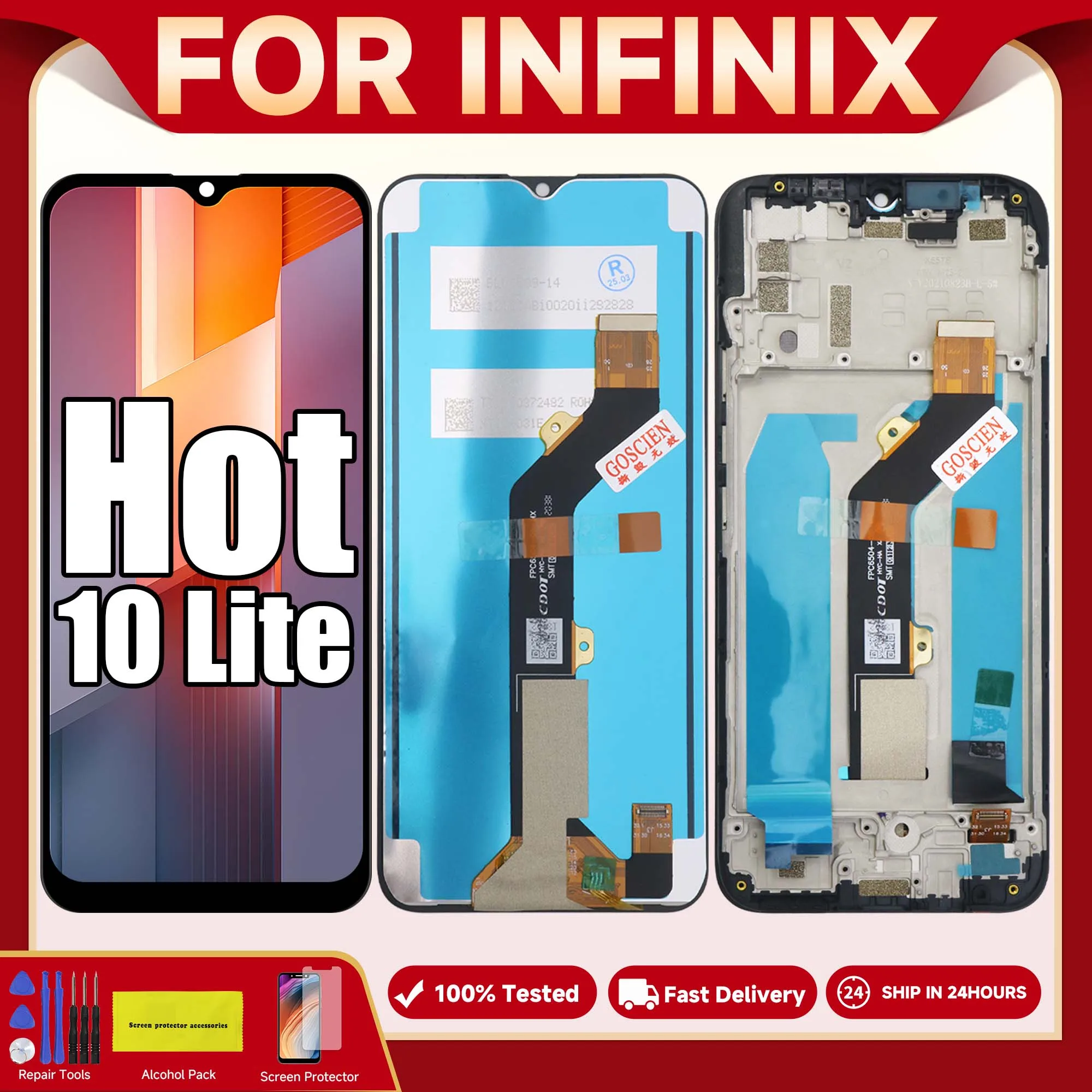 6.6" IPS Screen For Infinix Hot 10 Lite X657B LCD Display Touch Panel ...