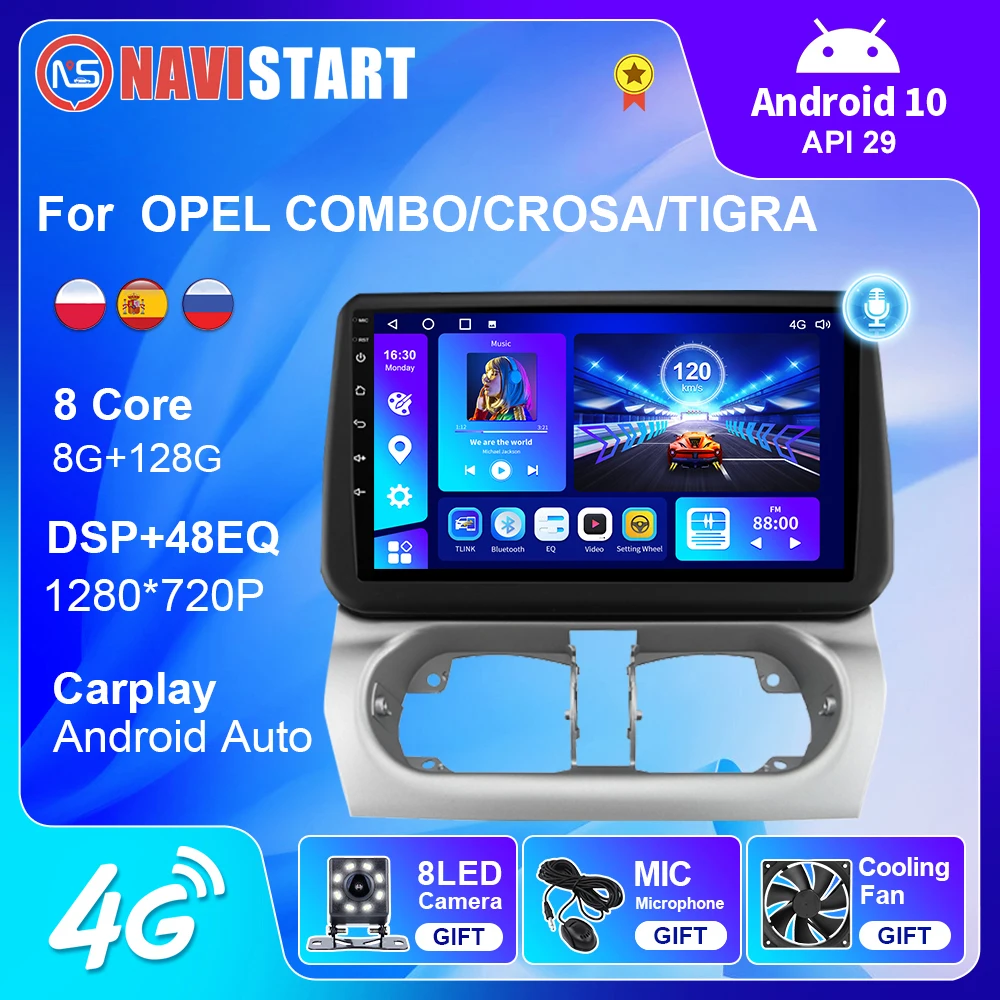 NAVISTART Android 10 Car Radio For Opel Combo Corsa Tigra 2001 2011 GPS Navigation 4G WIFI ...