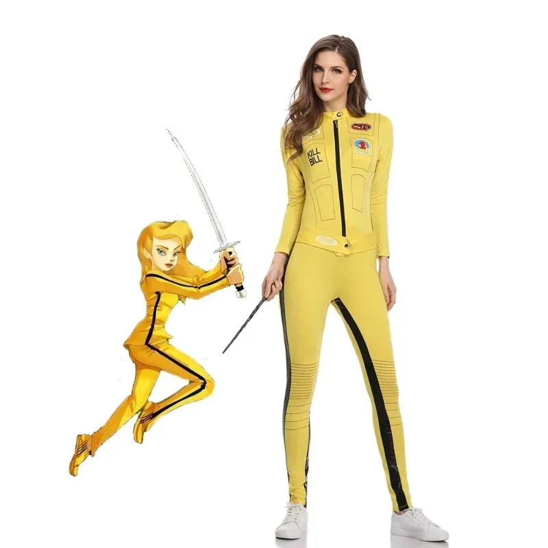Movie Kill Bill The Bride Beatrix Kiddo Costume Women Kung Fu Jumpsuit ...