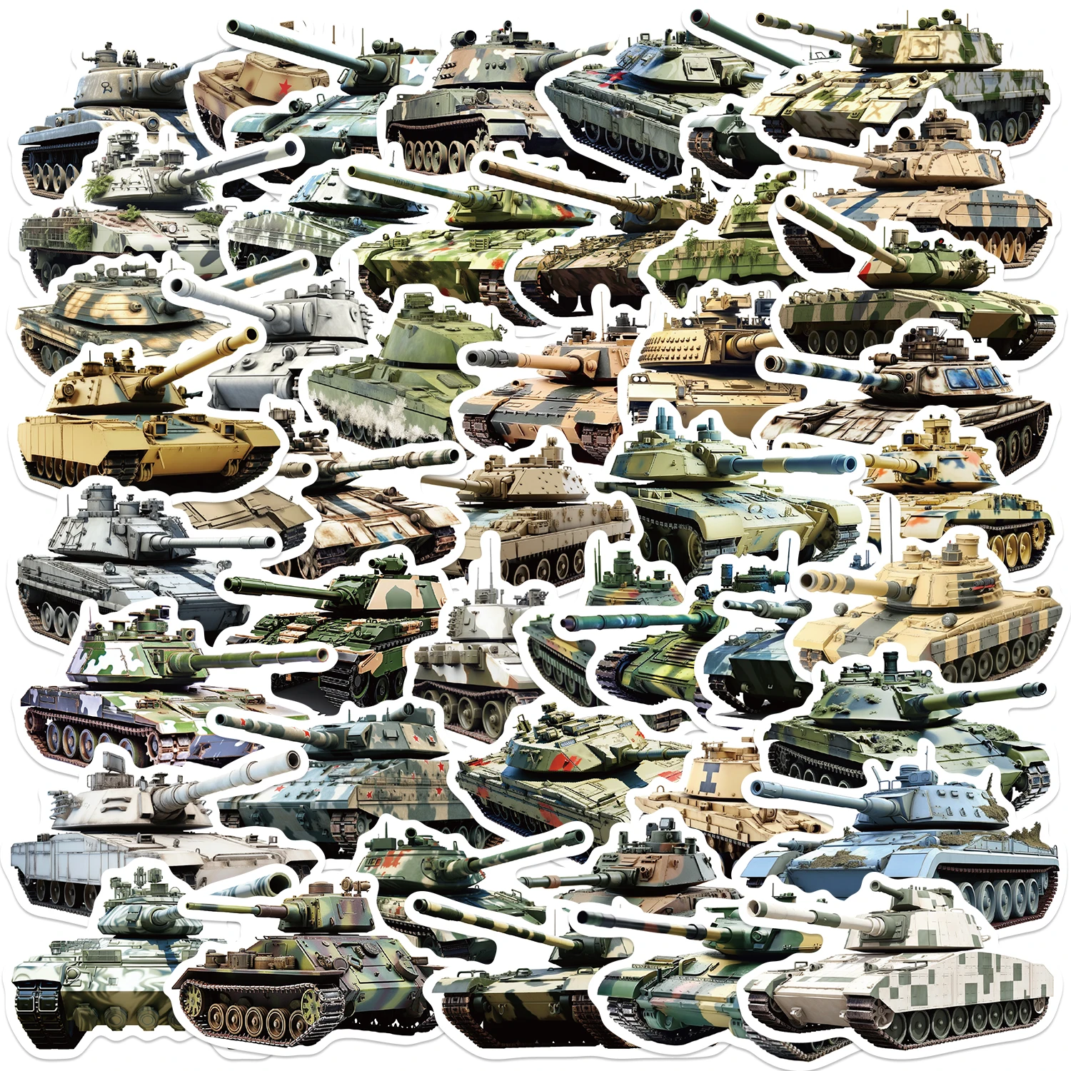 50pcs-Cool-Cartoon-Military-Tanks-Stickers-For-Laptop-Water-Bottle ...