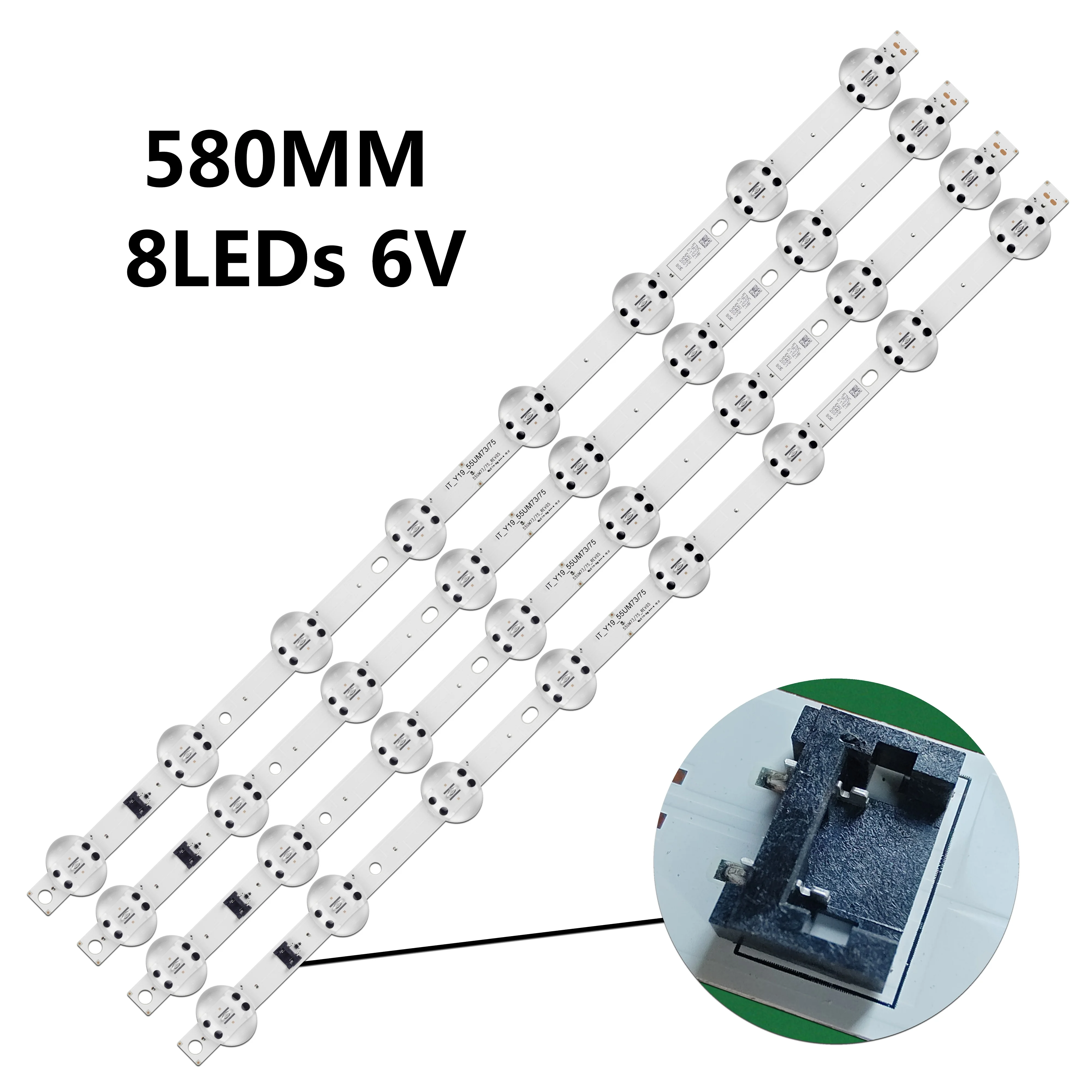 4pcs LED Strips For IT Y19 55UM73/75 REV05 55UN7300AUD 55UN7300PUF ...