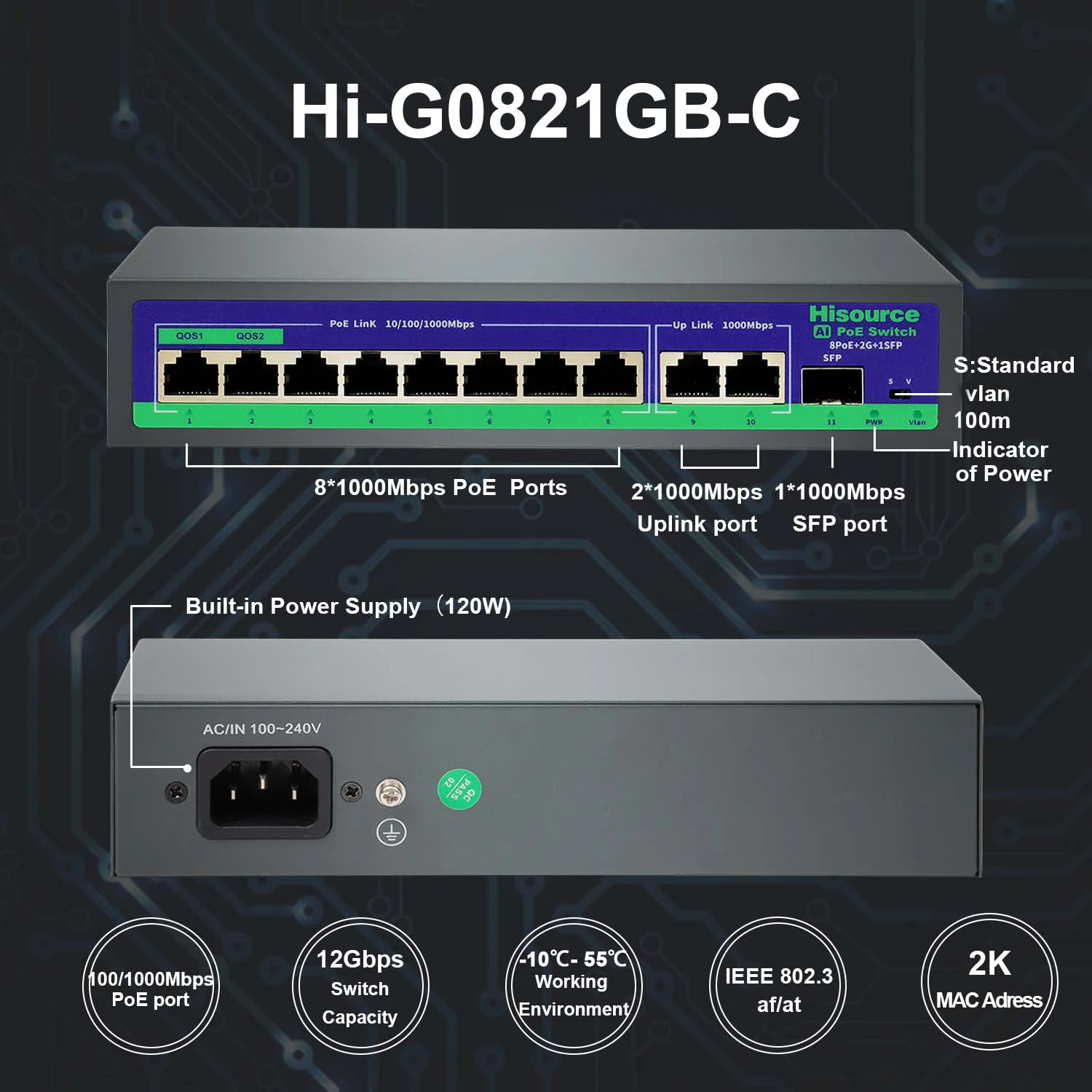 Hisource-4-8-Full-Gigabit-Port-POE-Switch-Active-48V-Supply-Ethernet ...