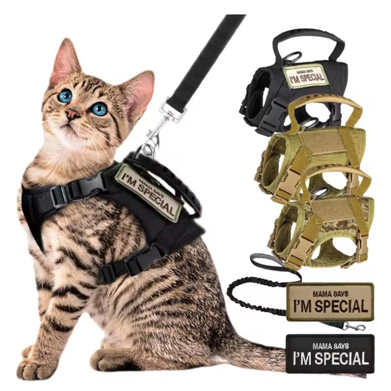 Cat Harness Leash Tactical Vest Small Dog Kitten Military Harness ...