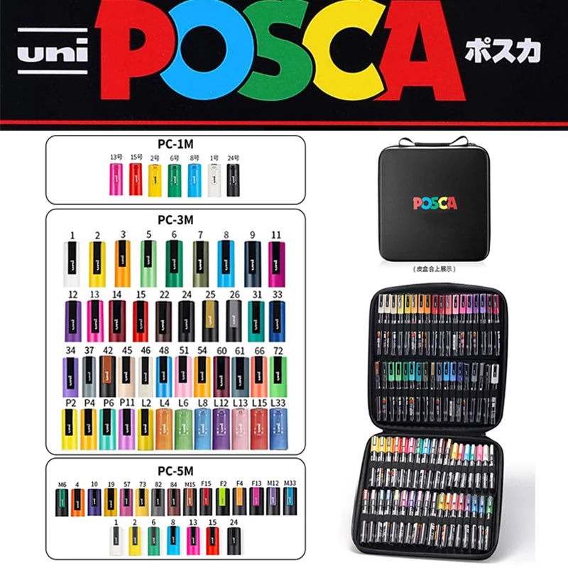 Uni-POSCA-Markers-Plumones-Storage-Bag-Set-PC-1M-3M-5M-Colors-Art ...