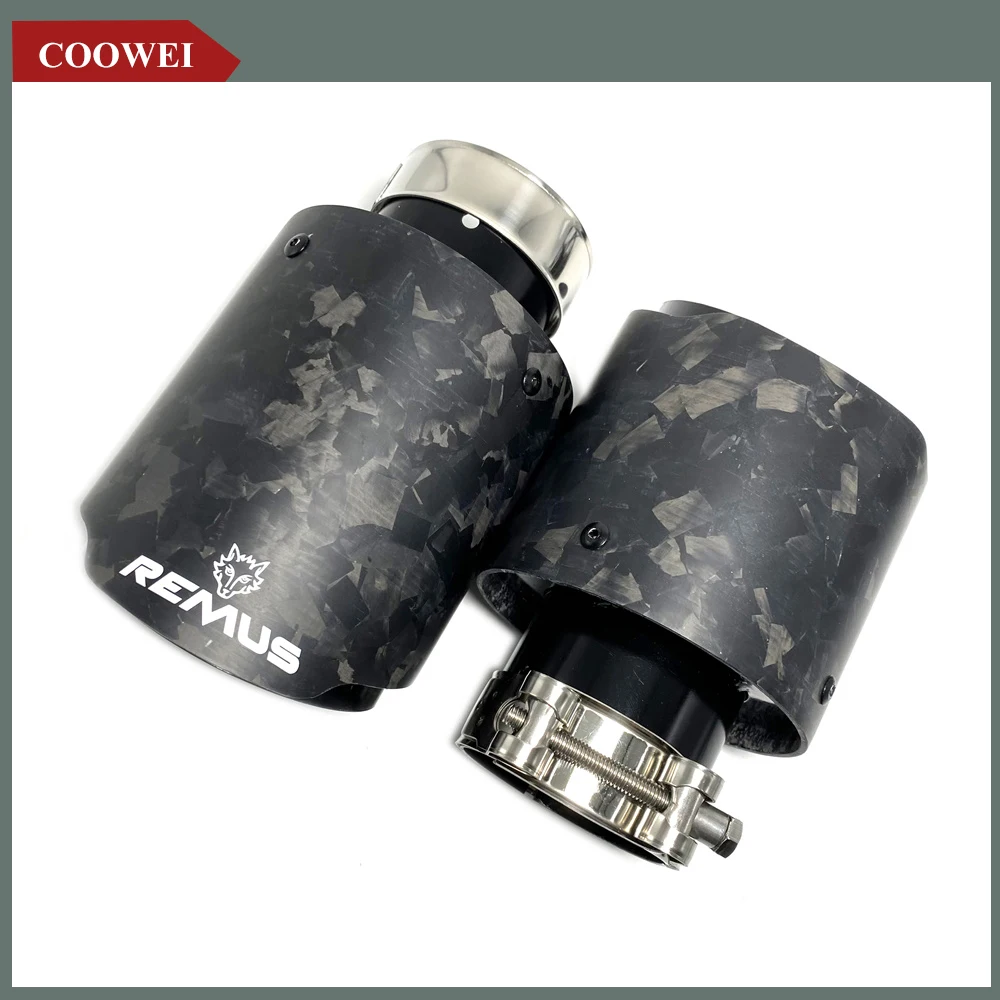 1PCS-Remus-Matte-Forge-Carbon-Fiber-Muffler-pipe-Car-Exhaust-tip-Black ...