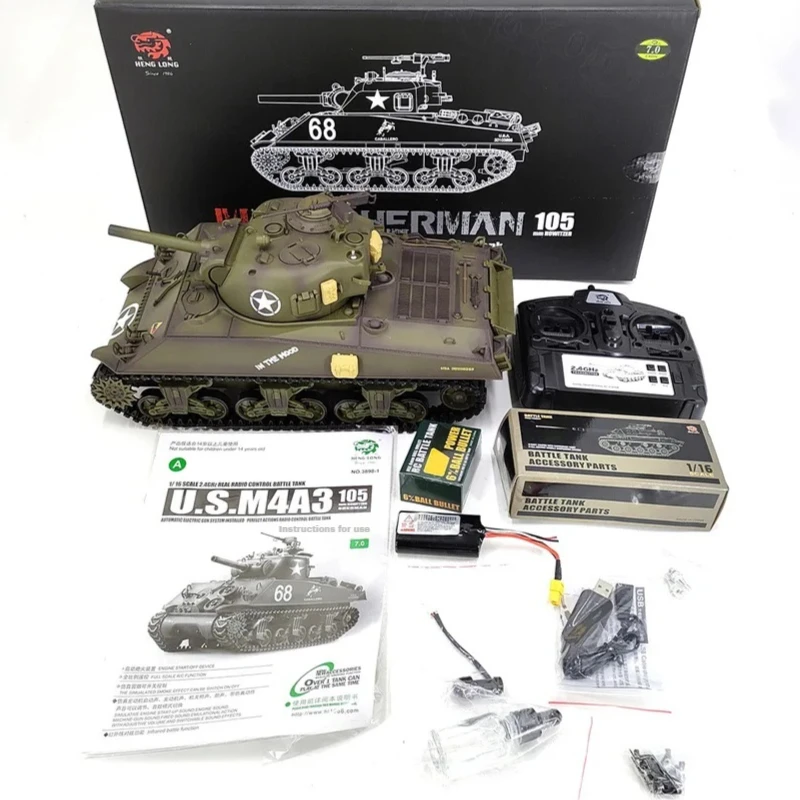 Henglong 3898 1/16 M4A3 Sherman RC Tank - Electric Military Tank w ...