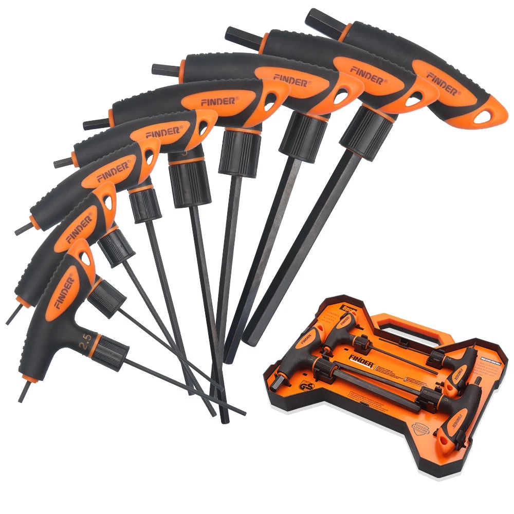 WOZOBUY 8 Piece T Handle Allen Wrench Set, Metric Long Arm Ball End Hex Key Wrench Set, (2 10 ...