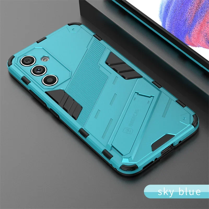 Magnetic Holder Armor Kickstand Phone Case Back Cover for Galaxy M54 (Blue)