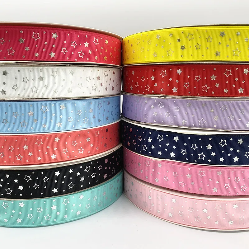New-3-Yards-25mm-Satin-Ribbon-Silvering-Star-Ribbon-with-For-Wedding ...
