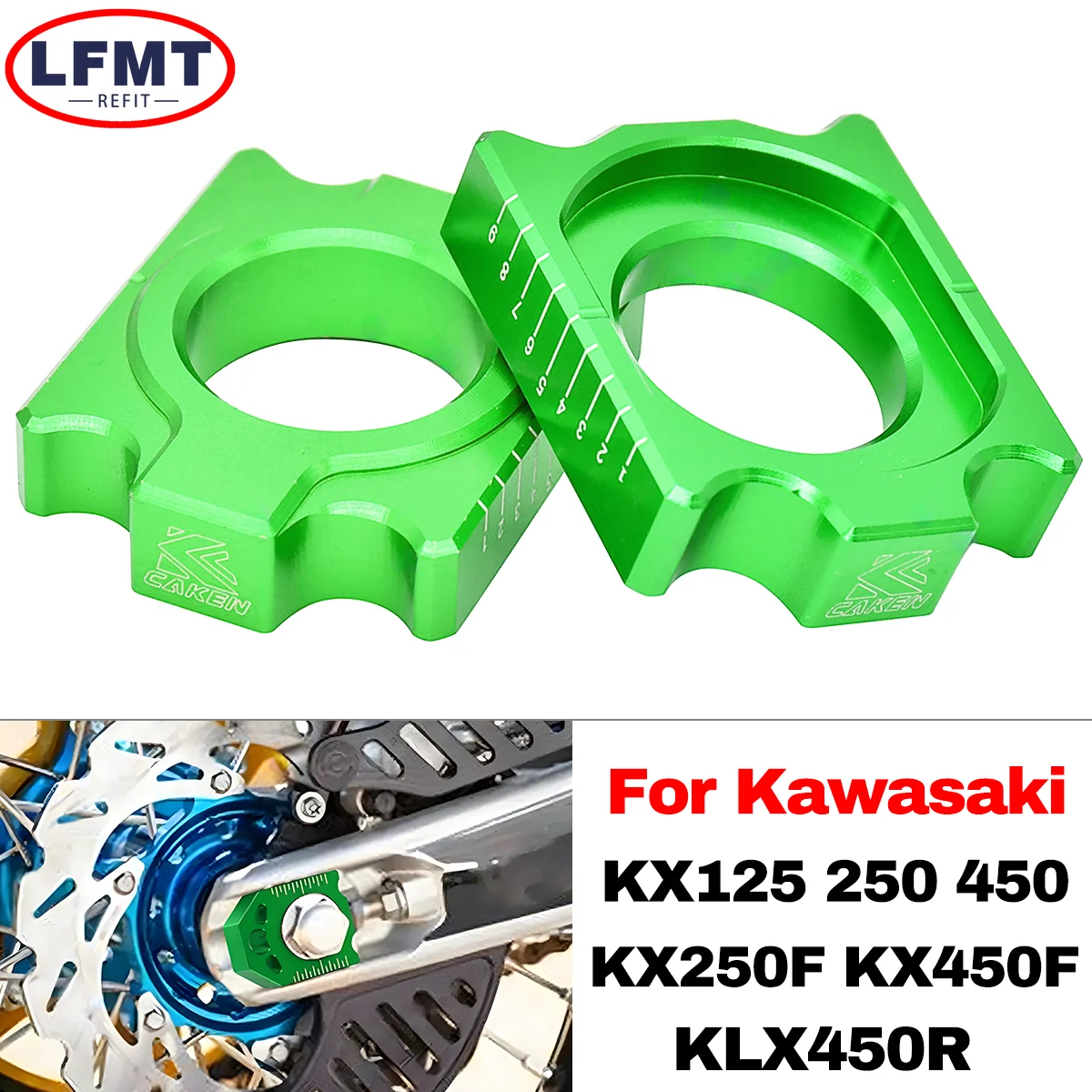 Motorcycle CNC Rear Chain Adjuster Axle Blocks For Kawasaki KX125 KX250 ...