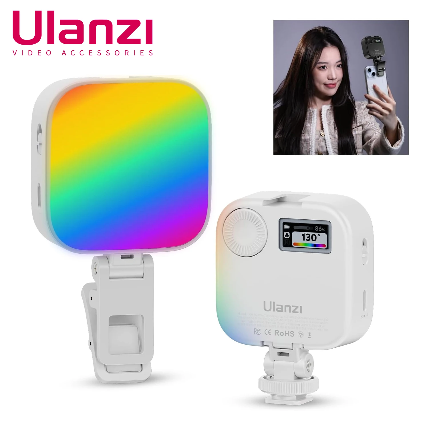 ULANZI U60 RGB Video Lights White LED Camera Light 360° Full Color ...