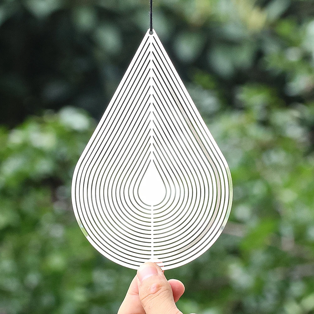 Water-Drop-Wind-Spinner-Hanging-Decor-Stainless-Steel-3D-Rotary-Flowing ...