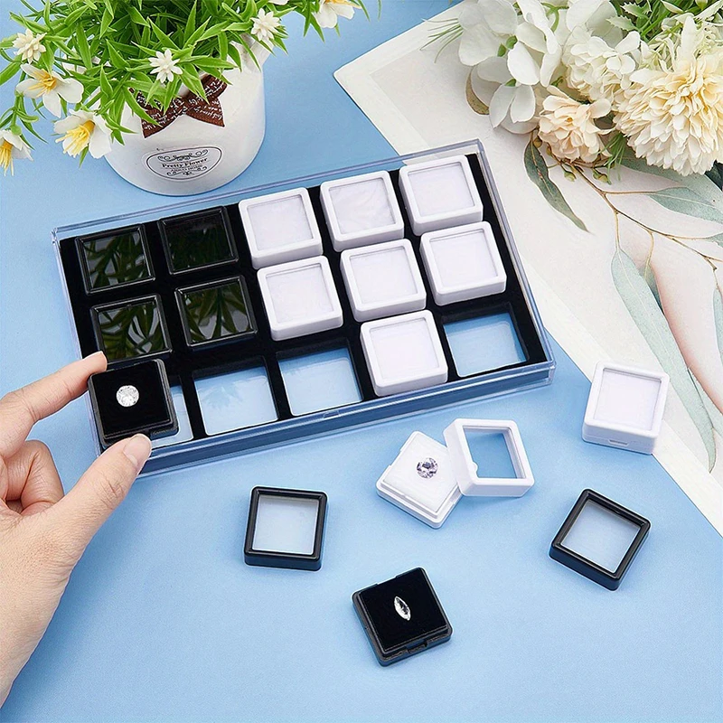 Loosing Diamond Gemstone Display Carrying Case 15 Grids Gem Stones ...