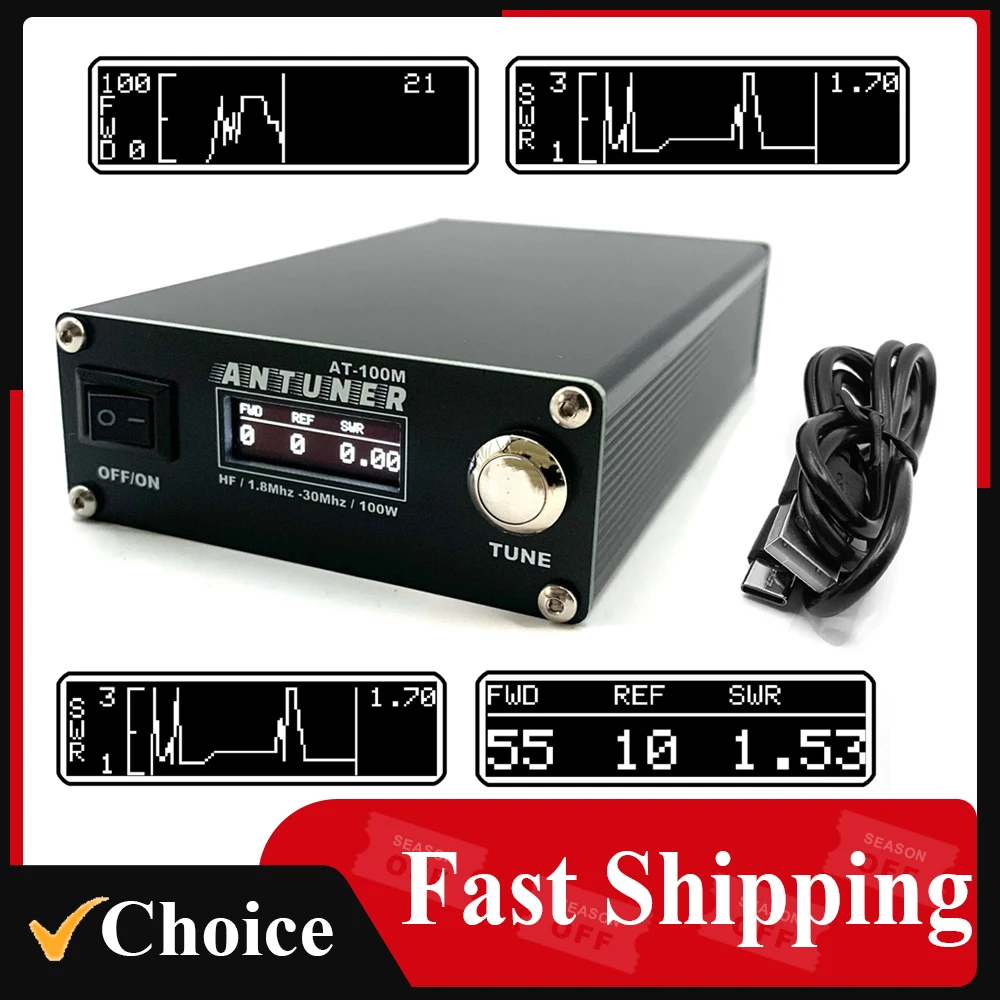ANTUNER-1-8MHz-30MHz-100W-Antenna-Tuner-Built-in-Standing-Wavemeter ...