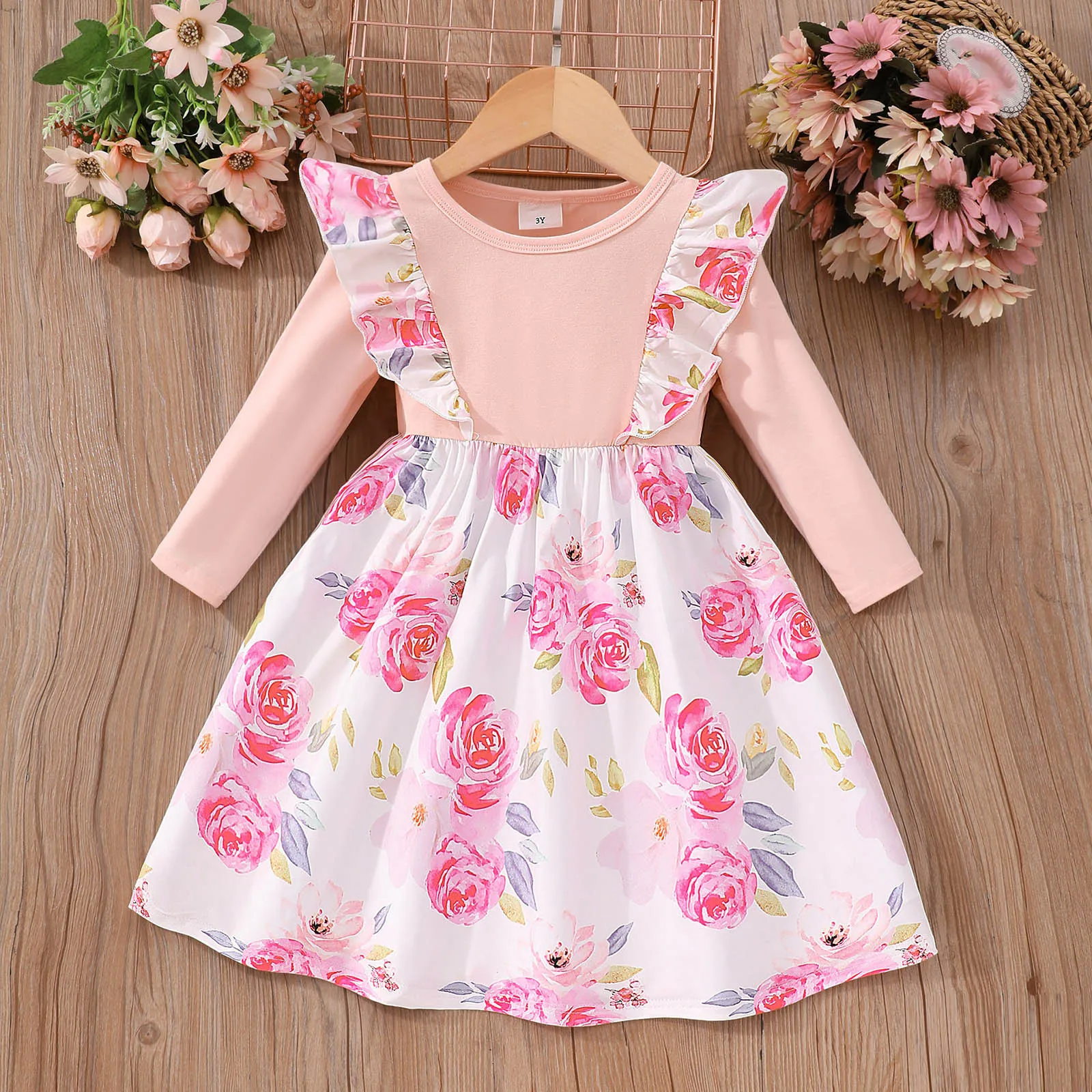 Winter-Kids-Dresses-For-Girls-Long-Sleeve-Floral-Ruffles-Princess-Dress ...