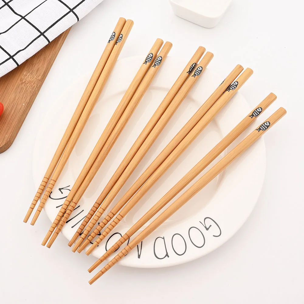5-Pairs-Natural-Bamboo-Chopsticks-Reusable-Traditional-Handmade-Chinese ...