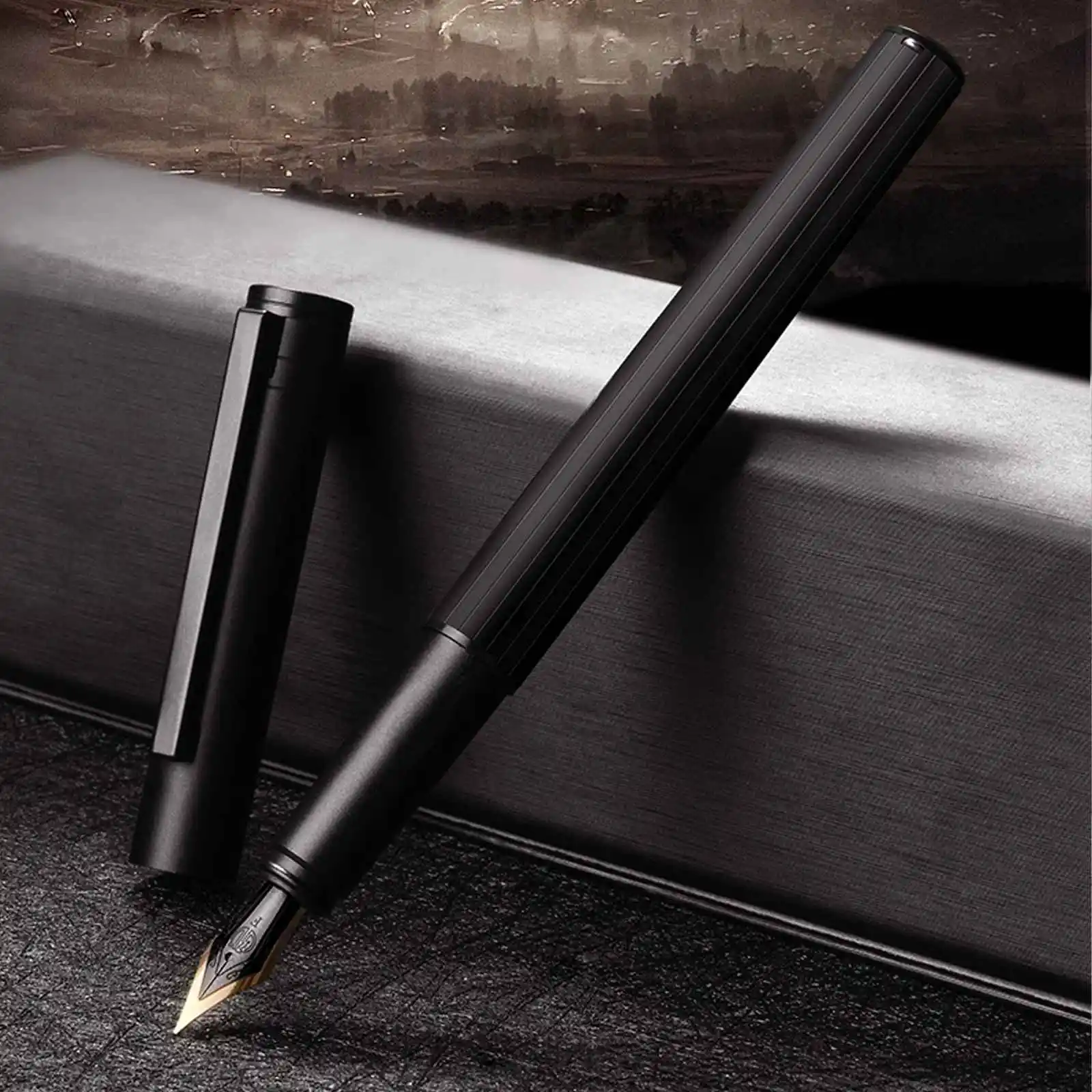 Hongdian H1 Fountain pen Metal Black golden Nib EF F 0.4 0.5mm Writing ...