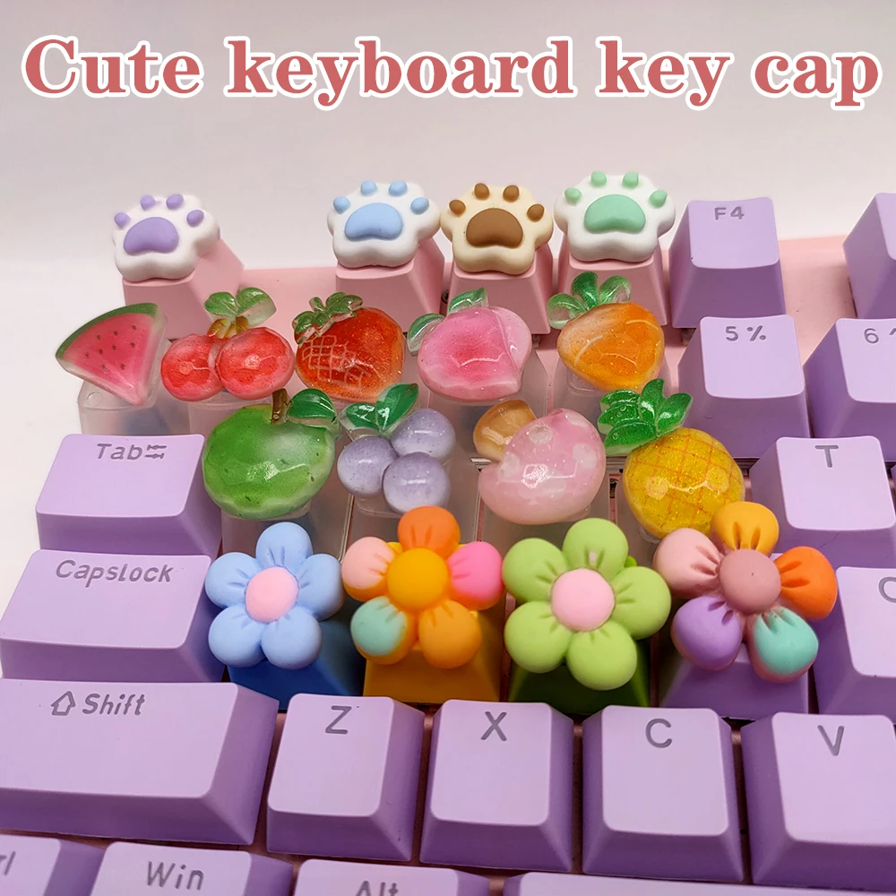 Cute-Kawaii-Anime-Artisan-Custom-PBT-Pink-Fruits-Stereo-Keycaps-for ...
