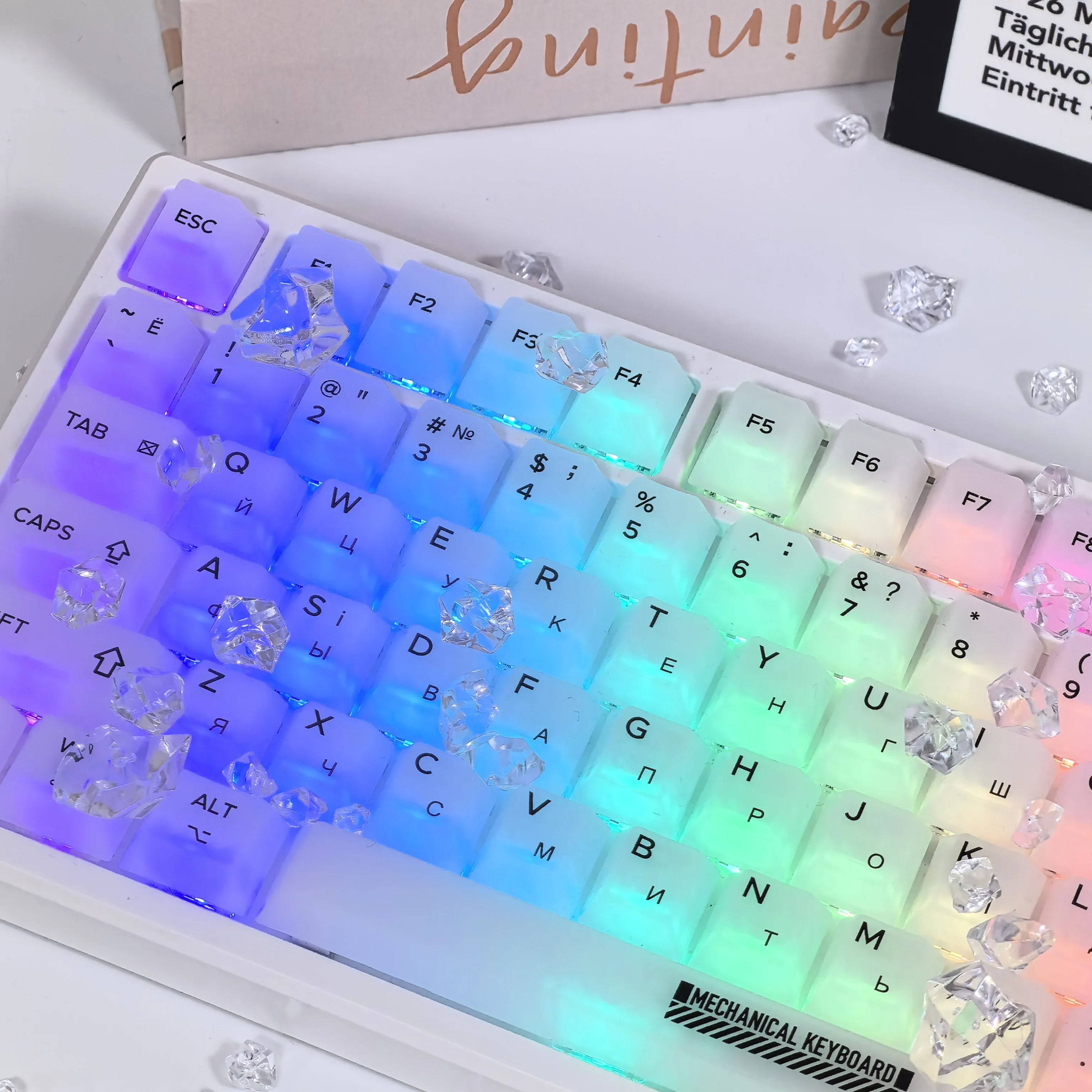 Russian-Korean-English-Keycap-Milky-White-Frosted-Fog-Transparent-Matte ...