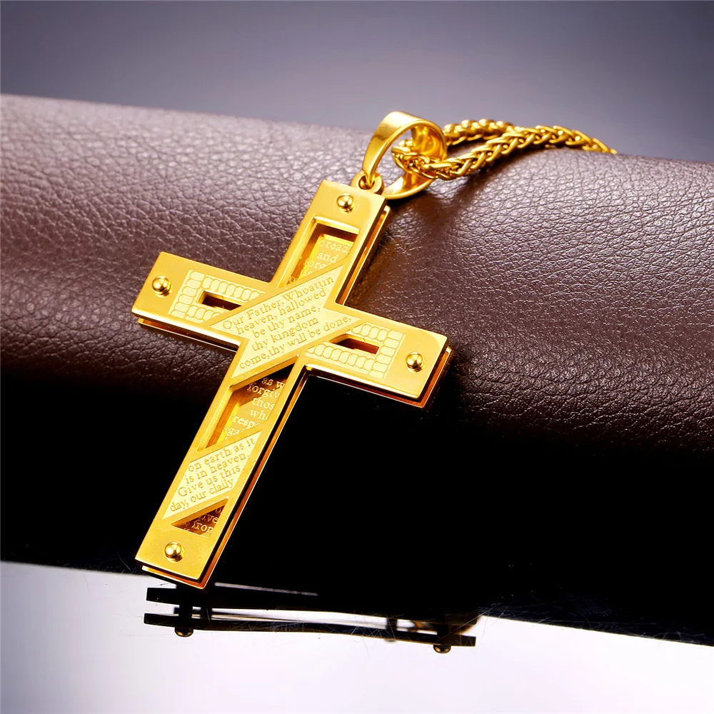 ChainsPro-Big-Cross-Necklace-for-Men-Gold-Color-Bible-Verse-Jewelry ...