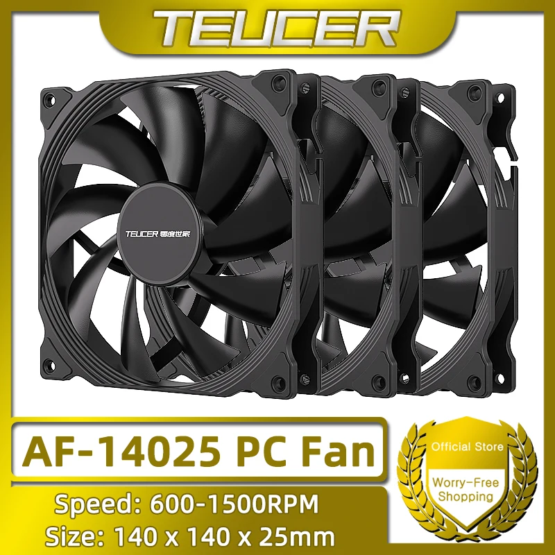 TEUCER-AF-14025-PC-Fan-140mm-Case-Fan-4Pin-PWM-600-1500RPM-High ...