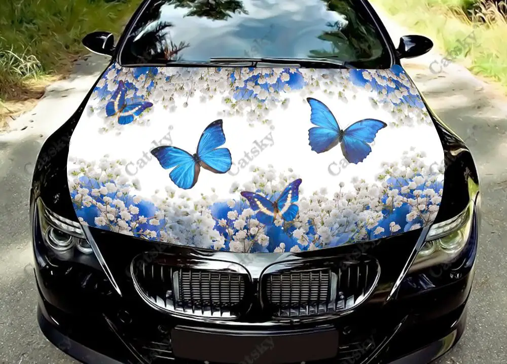 Butterfly-flower-Car-Hood-Vinyl-Stickers-Wrap-Vinyl-Film-Engine-Cover ...