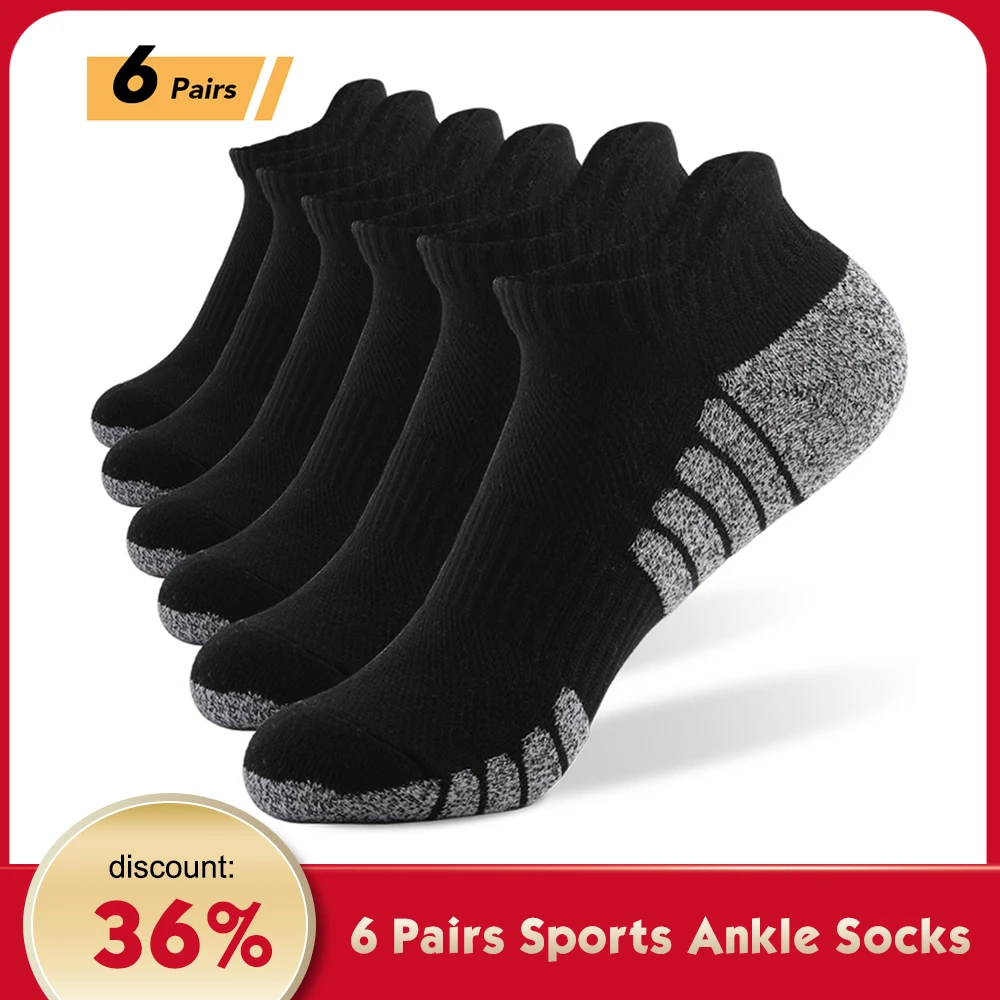 6 Pairs Sports Ankle Socks Thick Knit Autumn Winter Socks Fitness ...