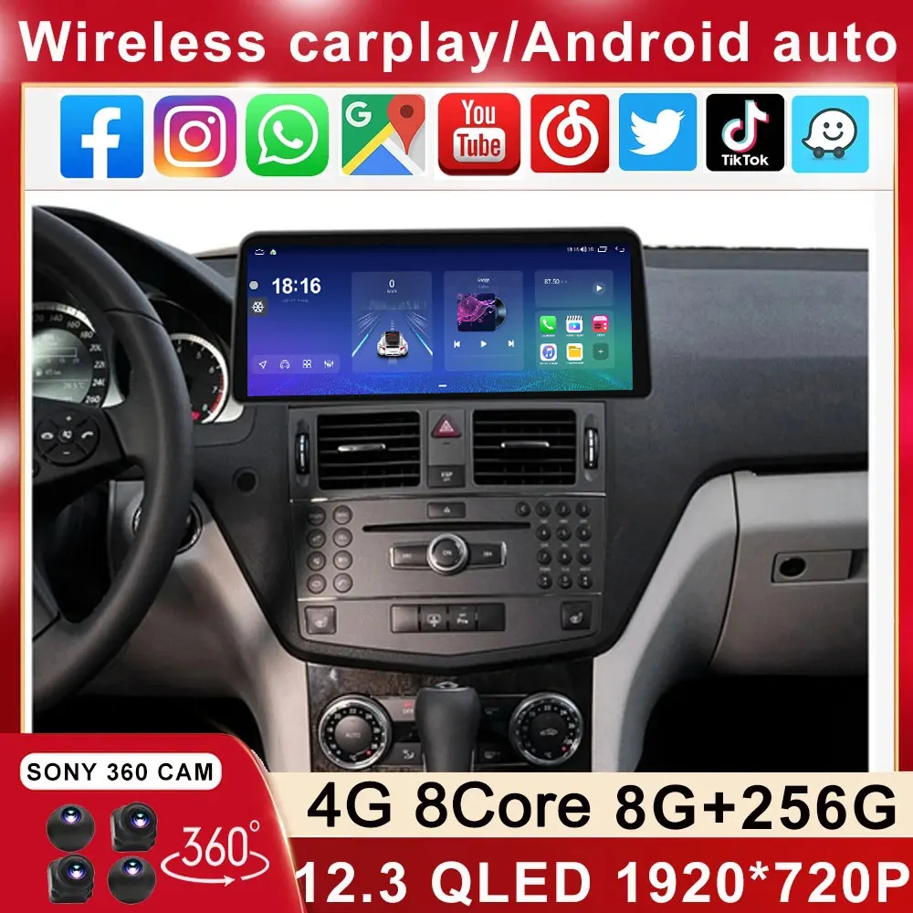 12-3Inch-QLED-Android-13-For-Mercedes-Benz-C-Class-W204-S204-2006-2011 ...