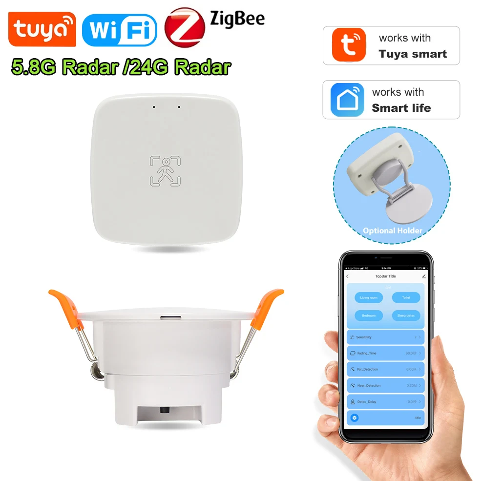 Tuya Zigbee Human Presence Sensor 5.8G/24G Millimeter Wave Radar Wifi ...