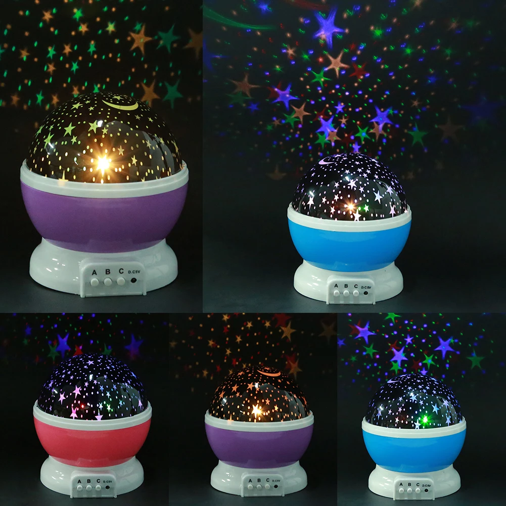 Starry Sky Star LED Night Light Rotating Projector Battery USB Bedroom ...