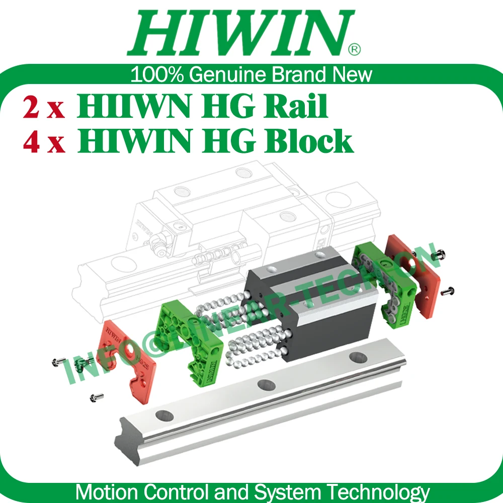 Original HIWIN HGH25CA Carriage Slide Block HGR25 Linear Guide Rail 200 ...